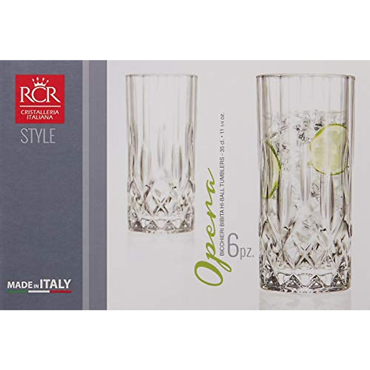 Lorren Home Trends High Ball, Water, 6 Count (Pack of 1)