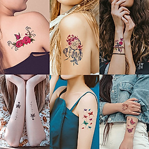 60 Sheets Waterproof Flower 3D Butterfly Fake Temporary Tattoo Sticker for Girl Lady Women