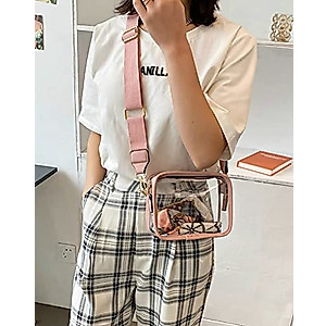 Obosoyo Clear Crossbody Bag PVC Transparent Shoulder Bag Clear Purse Bag Tote with Adjustable Strap Stadium Approved