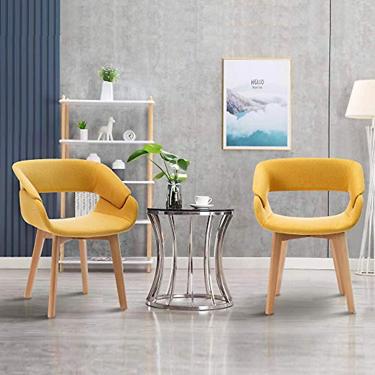 ivinta Modern Dining Room Chair Set of 2 for Kitchen, Mid-Century Upholstered Fabric Accent Chair with Solid Wood Legs