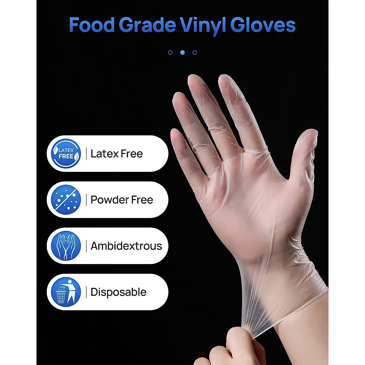 JMU Clear Vinyl Exam Gloves Small 100 Count, Latex Free Powder Free, 4 mil Thick Disposable Vinyl Gloves, Food Safe Gloves