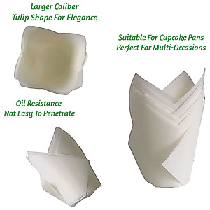 Tulip Cupcake Liners-300 Pack Tulip Cupcake Wrappers Greaseproof Muffin Liners Baking Cups For Birthday,Party,Wedding-white color