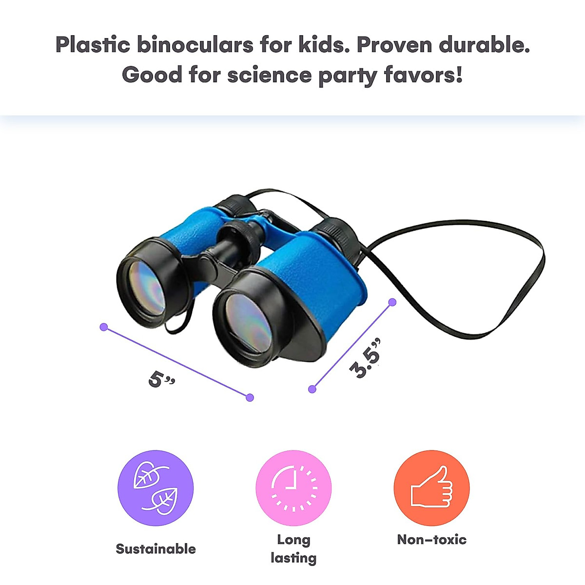 Kicko Pack of 12 Binoculars Toy for Kids - 3.5"x5" Kids Binoculars for Bird Watching and Jungle Pretend Play - Forest Guard Costume - Safari Party Favors and Educational Adventure Gifts for Children