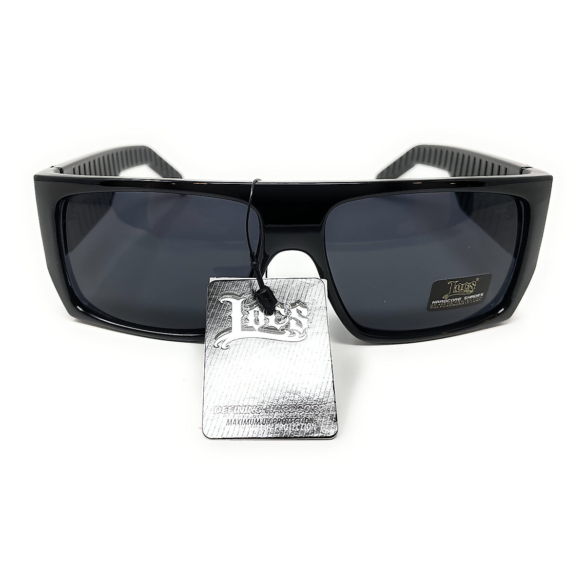 LOCS Hardcore Shades LOCS 91010 Black Sunglasses | Gangster Square FLAT TOP Cholo OG Lowrider Shades Adult