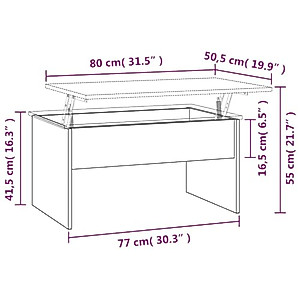 QJBSAVVA Coffee Table Gray Sonoma 31.5"x19.9"x16.3" Engineered Wood,Nightstand Industrial Tables Side Tables Sofa Table Suitable for Meeting Rooms, Reception Rooms, Offices