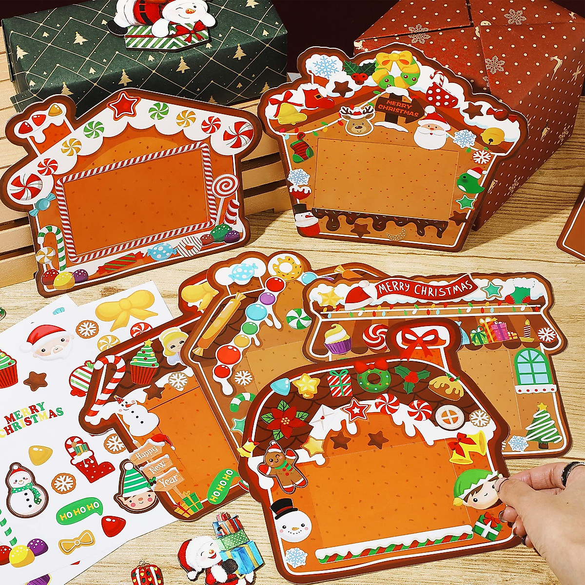 Funrous Christmas Picture Frame Box Ornaments Hanging Decorations DIY Craft Set for Tree Xmas Party (24 Pcs)