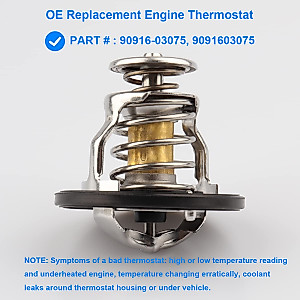 Engine Thermostat, Replace 90916-A3003, 90916A3003, 90916-03129 Compatible with Toyota Lexus - Avalon, Camry, Corolla, Highlander, Matrix, RAV4, Sienna, Solara, Tacoma, LS400, GS300, Yaris, More