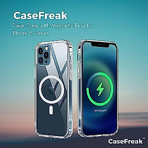 CASEFREAK 2-in-1 Clear Case i13 Mini with Magnetic Ring Mag-Safe Compatible Slim Protective Case + Screen Protector Anti-Fingerprint for iPhone 13 Mini (5.4")