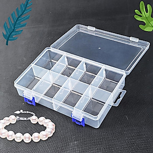 2 Pack 8 Grids Bead Organizers and Storage for Nail Art, Craft Organizers and Storage, Clear Bead Organizer with Adjustable Dividers, Compartment Container for Bead, Nail, Jewelry, Art, DIY Crafts