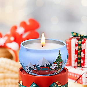 OFUN 8 Pack Christmas Scented Candles Gift Set, 2.5 oz Natural Soy Wax Xmas Aromatherapy Candle Set for Home Scented Decoration, Jar Candles Gifts for Christmas Presents