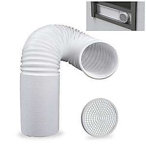 Daisypower Portable Air Conditioner Exhaust Hose 5 Inch Diameter Clockwise Thread 80 Inch Length Replacement AC Tube,Universal Compatible with Honeywell,Winter,LG,Delonghi,White