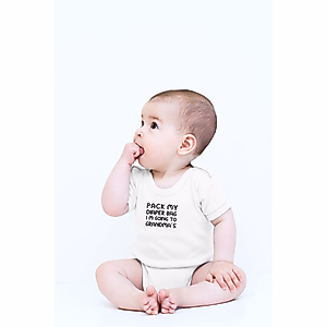CBTwear Pack My Diaper Bag, I'm Going To Grandma's House - Funny One-piece Infant Baby Bodysuit (6 Months, White)