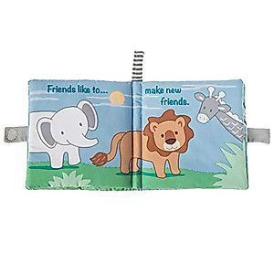 Mary Meyer Touch & Feel Soft Cloth Book with Crinkle Paper and Squeaker, Afrique Boutique Friends Forever