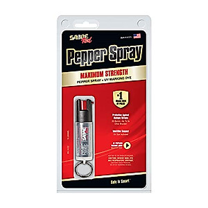 SABRE RED Pepper Spray with Key Ring, Police Strength Pepper Spray, 25 Bursts (Up to 5x Other Brands), 10-Foot (3-Meter) Range
