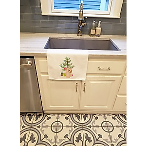 Caroline's Treasures WDK3169WTKT Shih-Tzu Gold #1 Christmas White Kitchen Towel Set of 2 Dish Towels Decorative Bathroom Hand Towel for Hand, Face, Hair, Yoga, Tea, Dishcloth, 19 X 25, White