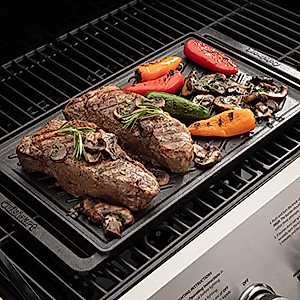 Cuisinart CCP-2000 Reversible Cast Iron Grill & Griddle Cookware Plate, Ribbed Grill & Smooth Flat Top Griddle, Black