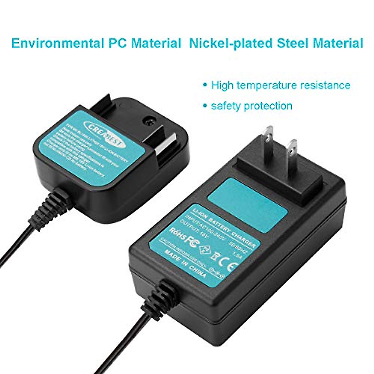 Creabest New Li-ion Battery Charger for Makita 18V Battery BL1830 BL1815 194205-3 LXT400 BL1850 BL1840 BL1860 (NOT for Ni-MH/Ni-Cd Battery)