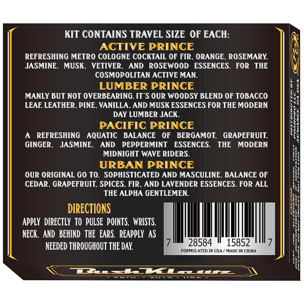 BushKlawz Solid Colognes Travel Variety Gift Set Sampler. Includes 1 chapstick size stick of each of our 4 famous scents. Best Gift Present for men men's