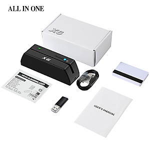 X6 BT Bluetooth Magnetic VIP Card Reader Writer USB 3 Tracks Swipe Encoder [Upgraded Black Version]