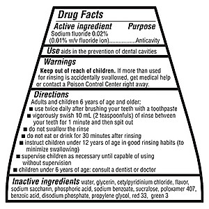 Amazon Basics Anticavity Fluoride Mouthwash, Alcohol Free, Violet Mint, 1 Liter, 33.8 Fluid Ounces, 1-Pack (Previously Solimo)