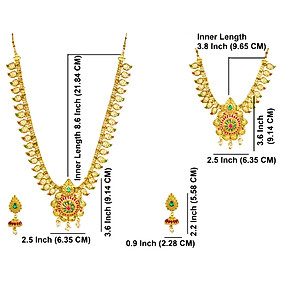 Efulgenz Indian Bridal Jewelry Sets for Women Gold Tone Traditional Indian Bollywood Bridal Wedding Set Of Choker Collar Princess Necklaces Dangle Earrings Jewellery