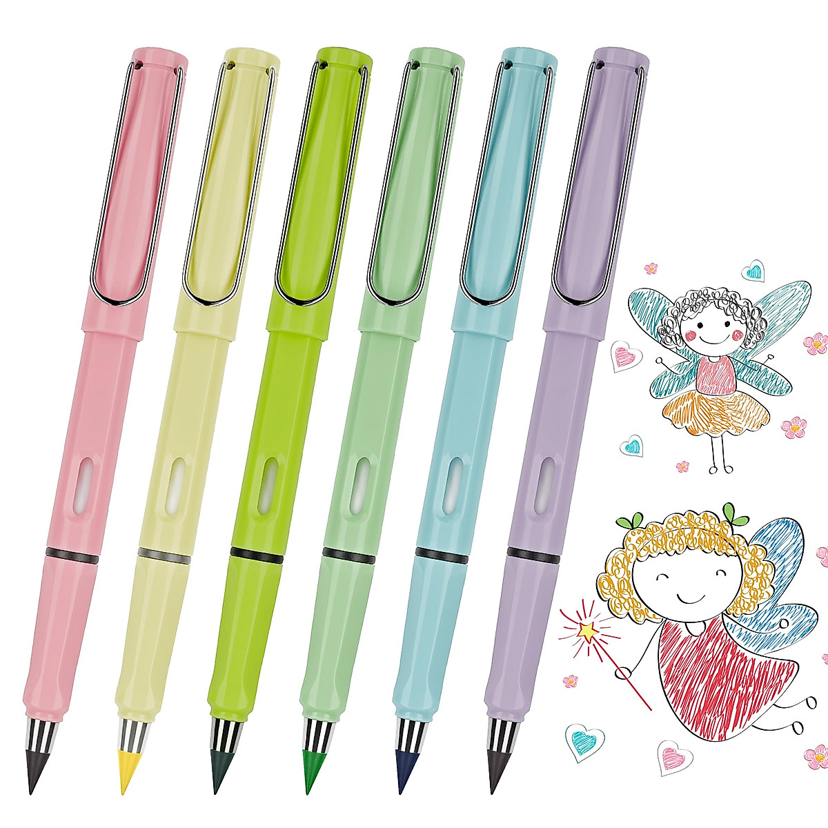 H.MARO 12 COLORS infinity Pencils Magic pencils, Everlasting Pencil with Eraser, Technology Pencil for Home Office School (12 Colors Pencils + 12 Erasers) (12 PCS COLORS)