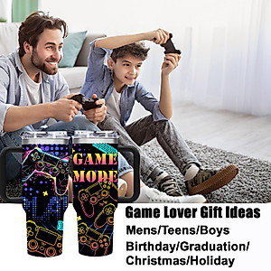 Gamer Gifts Gaming Gifts Gamer Gifts for Men Gamer Tumblers Gifts for Gamers Mens Gifts for Birthday Gaming Mugs Gaming Stuff Gamepad Game Lover Gifts for Boys Teen Gamer Cup 40oz (Newly Upgraded Lid)