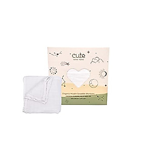 Cute New York Muslin Swaddle Blankets for New Born Boys Girls (Organic White)