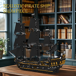 JMBricklayer Black Pirate Ship Model Building Sets, Mysterious Pirate Toys Building Kits, Collectible Model Ship Building Blocks, Cool Pirate Ship Toy, Gifts for Boys Teens Collectors (2868 Pieces)