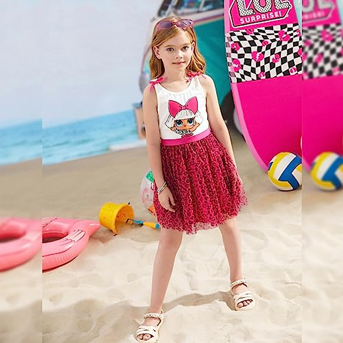 L.O.L. Surprise! Girls Leopard Dress Mesh Causal Tutu Princess Dress for Girls 3-10 Years