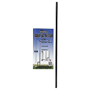 KINREX Garden Flag Pole Holder Stand - Black Metal Iron Wrought Stake Poles for Outdoor Garden Lawn Yard - 3 Piece Set - 35" Tall x 15.5" Wide