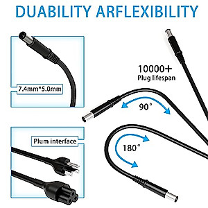 65W 19.5V 3.34A Laptop Charger Replacement for Dell Latitude 5400 5480 5590 5500 5490 5580 7280 7290 7480 7490 E5470 E5440 E6420 E6430 E6440 E6540 E7450 E7440 E7250 LA65NM130 AC Power Adapter