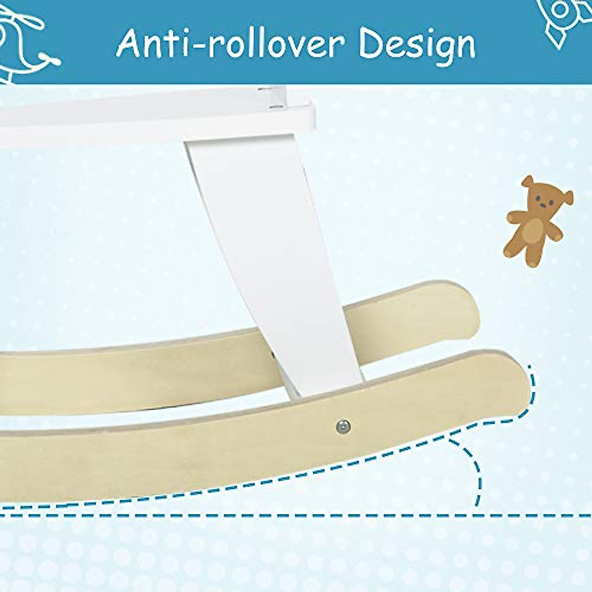 Qaba Wooden Rocking Horse Toddler Baby Ride-on Toys for Kids 1-3 Years with Classic Design & Solid Workmanship, White