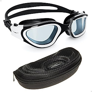 AqtivAqua Swimming Goggles Swim Goggles for Adults Men Women Kids Youth Girls Boys Children DX (Clear-Lenses White/Black-Frame)
