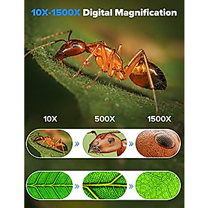 Dcorn 10" HDMI LCD Digital Microscope 1500X,Coin Microscope for Adults with 16MP Camera Sensor,Soldering Microscope with LED Lights Touch Control,TV/Windows/Mac Compatible,Gift with Coin Guidebook