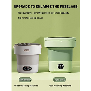 Portable Washing Machine, Mini Washer,15L Upgraded Large Capacity Foldable Washer.Deep Cleaning of Underwear, Baby Clothes and Other Small Clothes.Suitable for Apartments, Dormitories, Hotels.(Green)