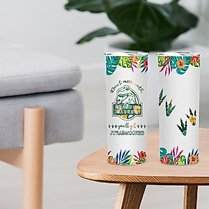 Fatbaby Funny Grandma Gifts,Grandmasaurus Tumbler Cup,Mother’s Day Birthday Christmas Gifts for Grandma,Vacuum Insulated Stainless Steel Skinny Tumbler With Lid and Straw 20oz