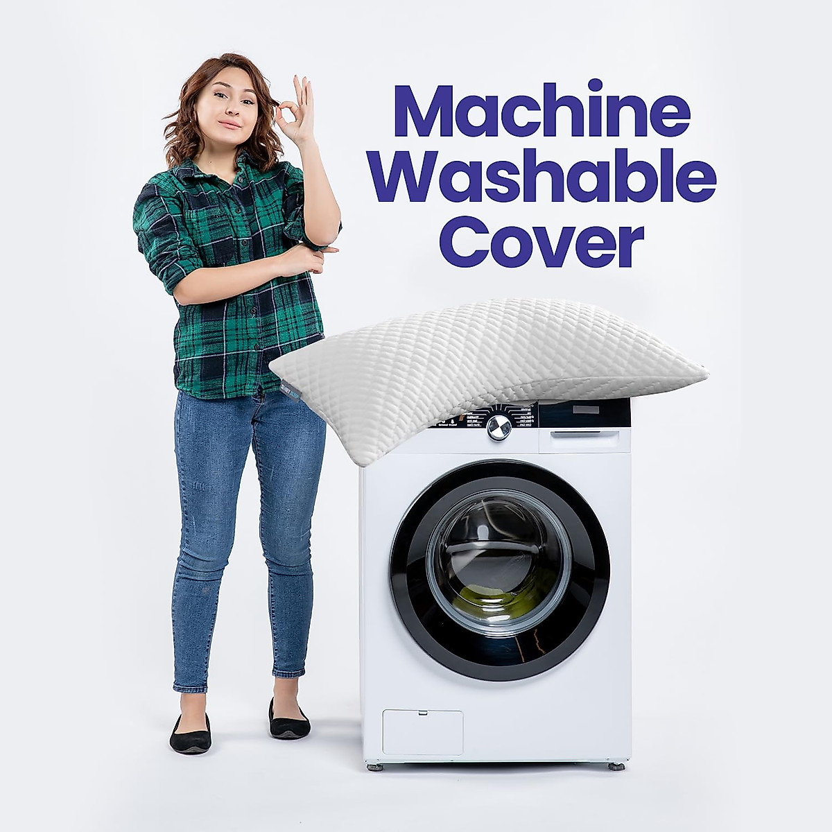 Sidney Sleep Side and Back Sleeper Pillow for Neck and Shoulder Pain Relief - Memory Foam Bed Pillow for Sleeping - 100% Adjustable Fill - Queen Size Washable Case. Extra Fill Included (Queen, White)