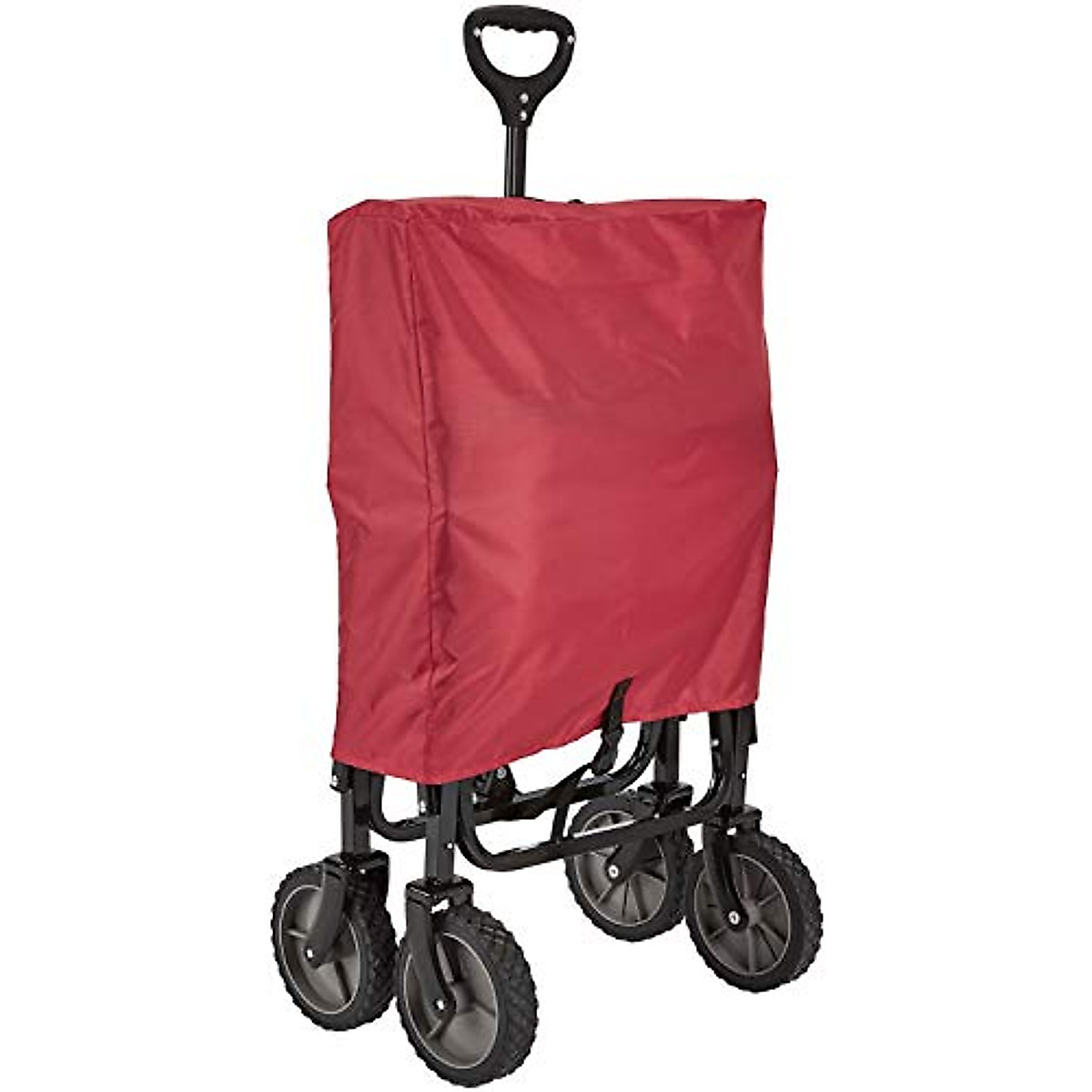 Amazon Basics Collapsible Folding Outdoor Utility Wagon with Cover Bag, Red