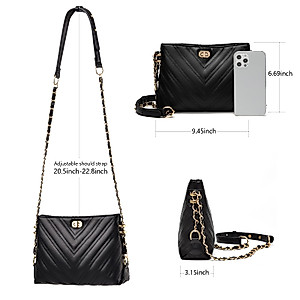 CHERUTY Crossbody Bags for Women Small Leather Crossbody Purse Quilted Lightweight Shoulder Satchel Handbags with Gold Chain Strap(Khaki)