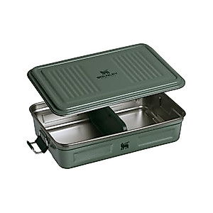 STANLEY Classic Legendary Useful Box 2.11 qt | Metal Snack and Lunch Box | Durable Stainless Steel Travel Food Storage Container | Hiking, Camping, School, or Work | BPA-Free | Hammertone Green