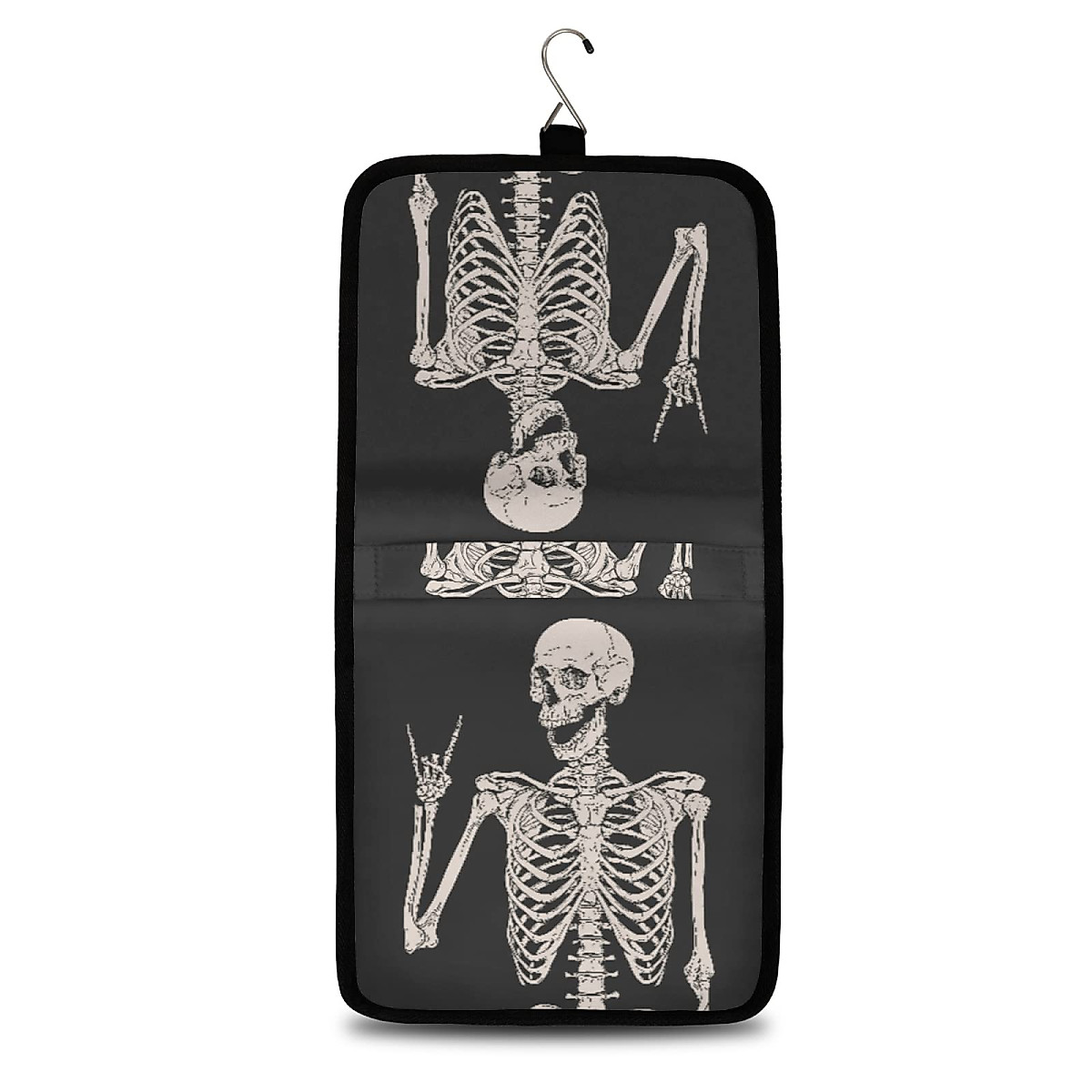 AUUXVA Hanging Toiletry Bag for Women, Halloween Skeleton Makeup Bag, Day of the Dead Cosmetic Bag, Travel Essentials for Women Men