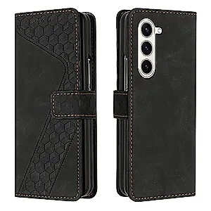phone protective flip case Wallet Case for Samsung Galaxy Z Fold 5, Vintage PU Leather Phone Case Magnetic Flip Folio Leather Case Credit Card Holder Kickstand Shockproof Case Protective Holster ( Col