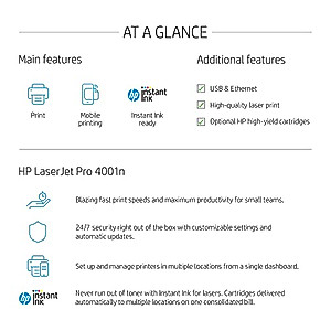 HP LaserJet Pro 4001n Black & White Printer
