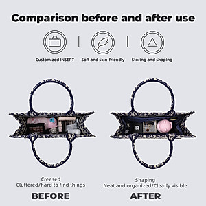 XYJG Purse Handbag Silky Organizer Insert Keep Bag Shape Fits Booktote Mini/Small/Medium/Large bags, Luxury Handbag Tote Lightweight Sturdy(Craie,Booktote Medium)