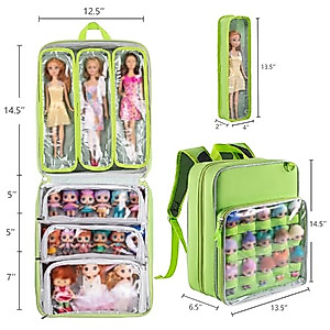 SFYBYHEART Doll Backpack - Doll Storage Organizer - Carrying Case Compatible with LOL Surprise Doll - Doll Organizer Storage Bag for LOL Dolls and Accessories with 6 Clear Window Pockets (Bag Only)