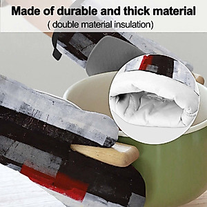 MCALK 5 Pcs Brown Oven Mitts and Pot Holders Sets, Dark Brown Oven Gloves and Hot Pads for Kitchen Cooking, Abstract Modern Art Oven Mitt Potholder is Both Functional and Decorative