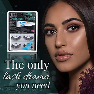 Ardell False Eyelashes Deluxe Pack 105 - Black, Natural Look Lashes, Includes Lash Adhesive & Applicator, Reusable Lash Set for Everyday Wear, 4 Pack