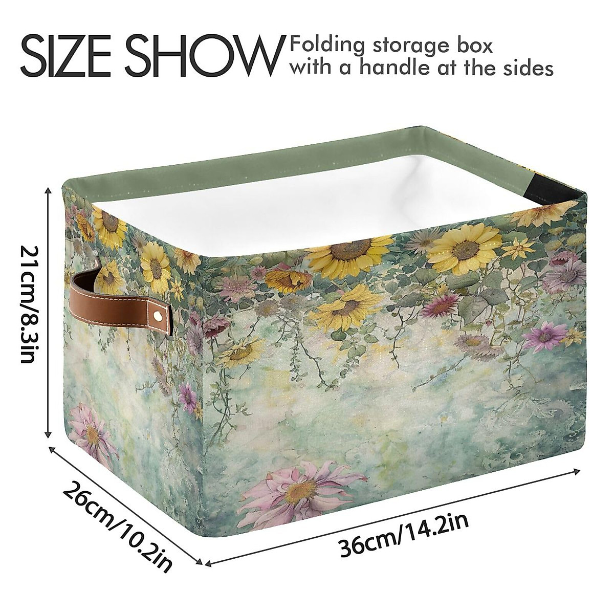 Coikll Sunflower Storage Bin for Toy Storage Basket Dirty Clothes Sundries Office Home Closet Organizer Shelf Cube Box Waterproof Laundry Basket-1PC