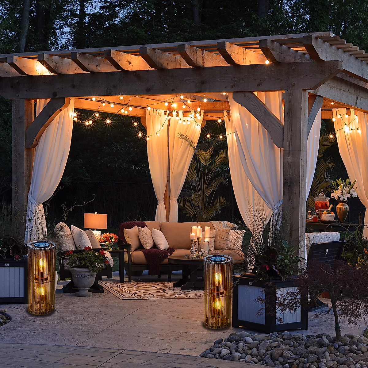 GIBMIDSER Solar Lanterns Outdoor Waterproof Hanging Rattan Weaving Solar Garden Lanterns Solar Powered with Handle,Decorative Retro Rattan Solar Lights for Garden / Yard / Patio / Porch.